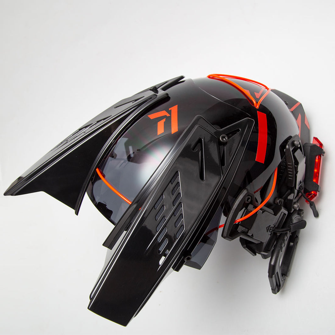 Mechanical Cyberpunk Future Tech Mask with Round Light & Two Pairs of ...