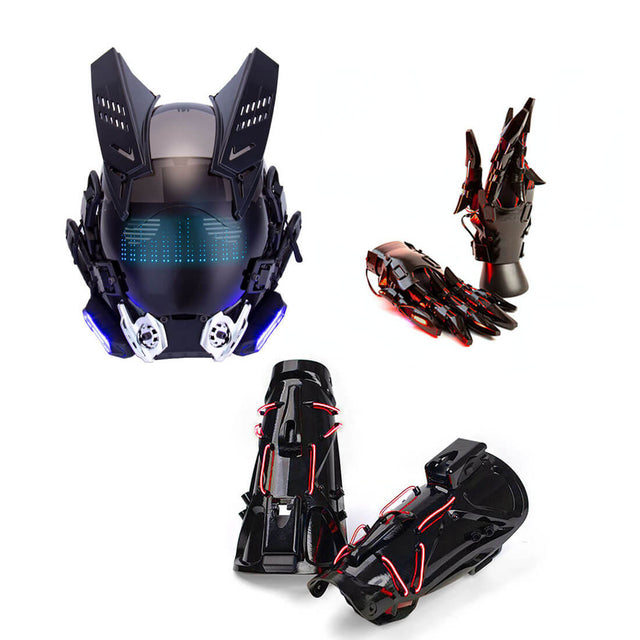 Cyberpunk Mechanical Techwear Rechargeable & Glowing Mask Men's Cospla ...