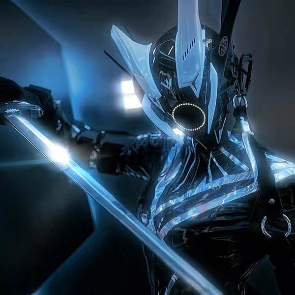 Futuristic Cyberpunk Demon Horns Helmets Mask with Round LED Light Cos ...